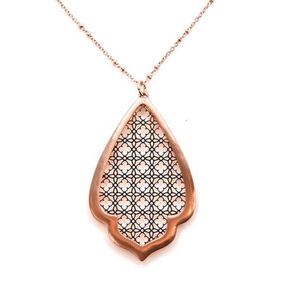 Jewelry | 3 Long Filigree Necklace Tear Drop Rose Gold | Poshmark